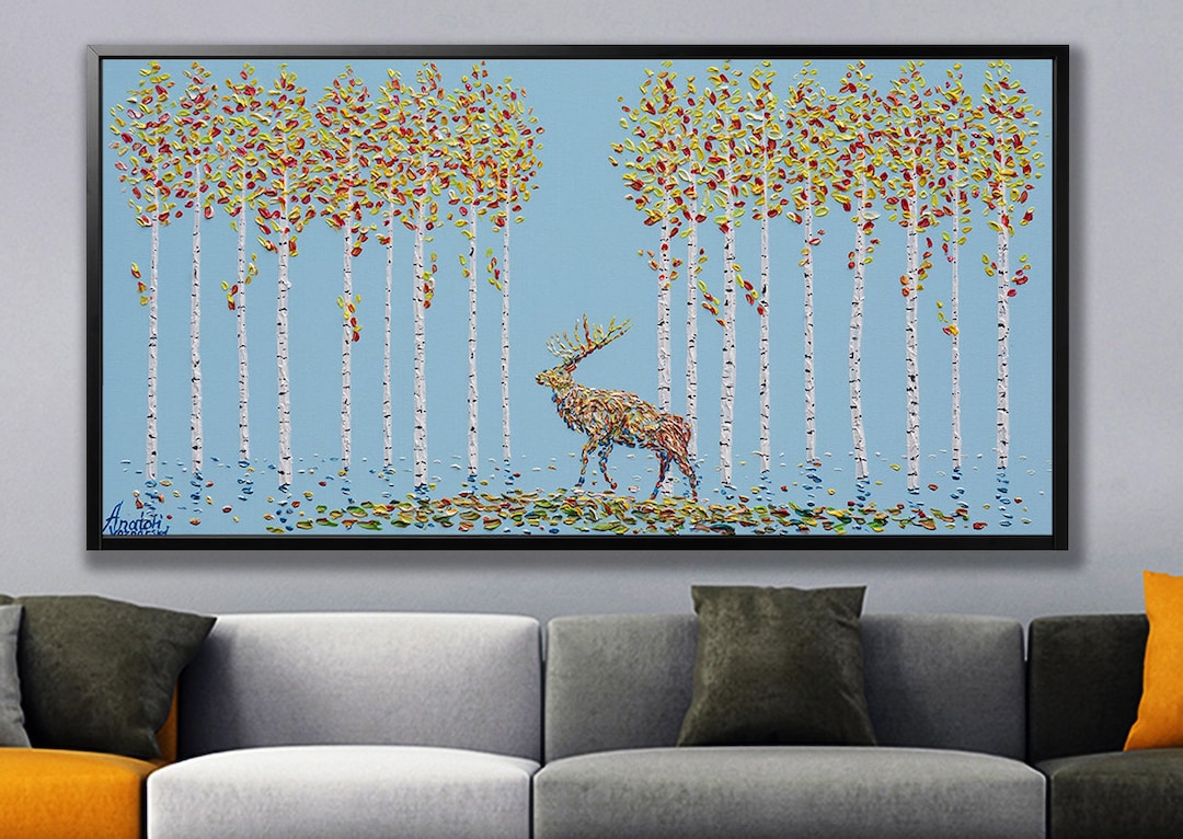 Birch 48",birch Trees,autumn Birch,signature Acrylic Birch,deer ...