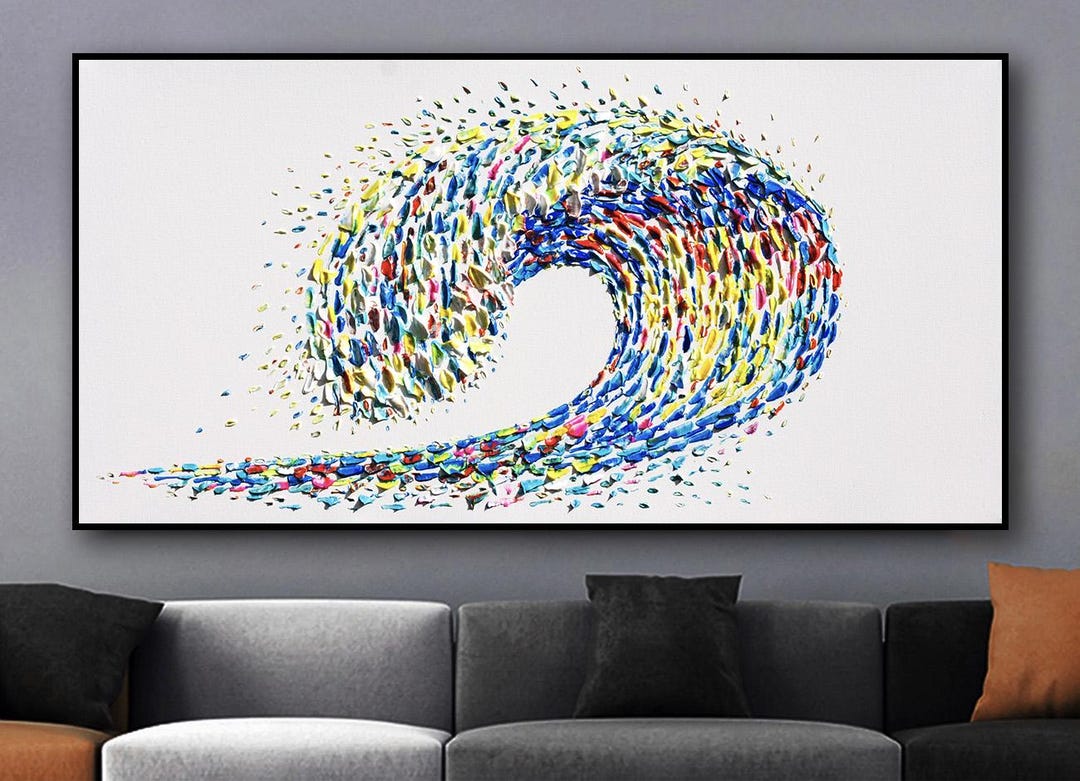 Ocean Wave,58",signature Texture, Abstract Wave Painting,wall Art Wave ...