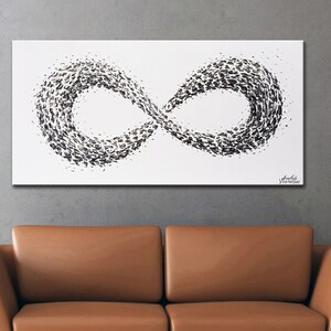 Infinity Symbol 48",beautiful Abstract Black White Painting on Canvas ...