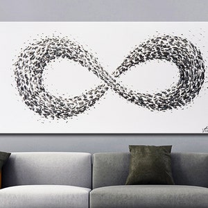 Infinity Symbol 48",beautiful Abstract Black White Painting on Canvas ...