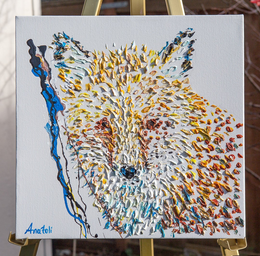 Fox,abstract Fox Painting,thick Layer Acrylic Painting on Canvas,animal ...