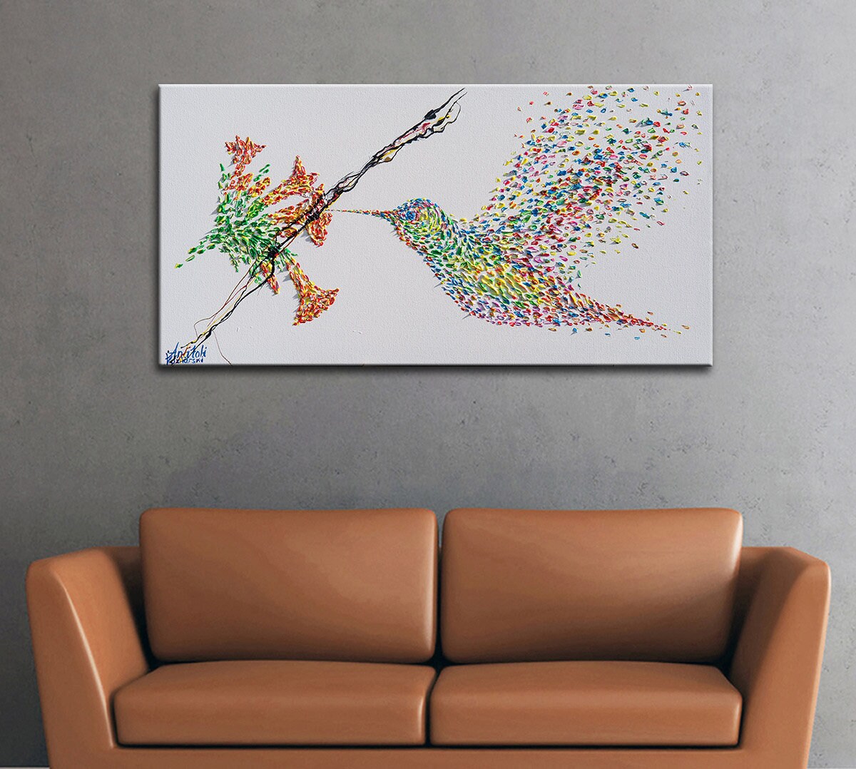 Bird36Original Abstract Acrylic Painting Flowers Wall | Etsy