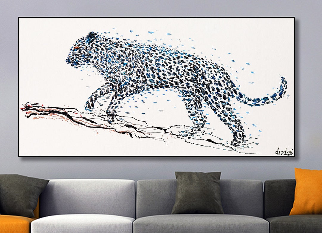 Leopard 48",original Leopard Acrylic Painting,abstract Leopard Painting ...