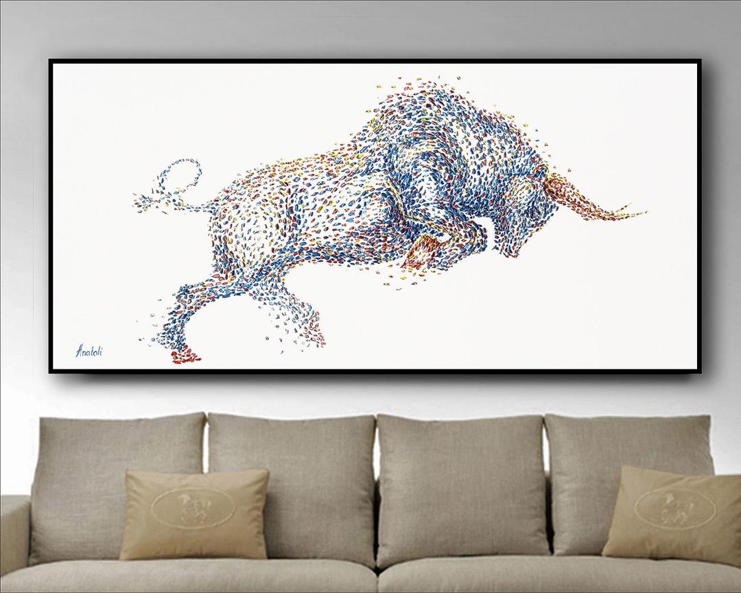 Bull,58",large Bull Oil Painting,wall Art Bull,thick Layers Bull ...