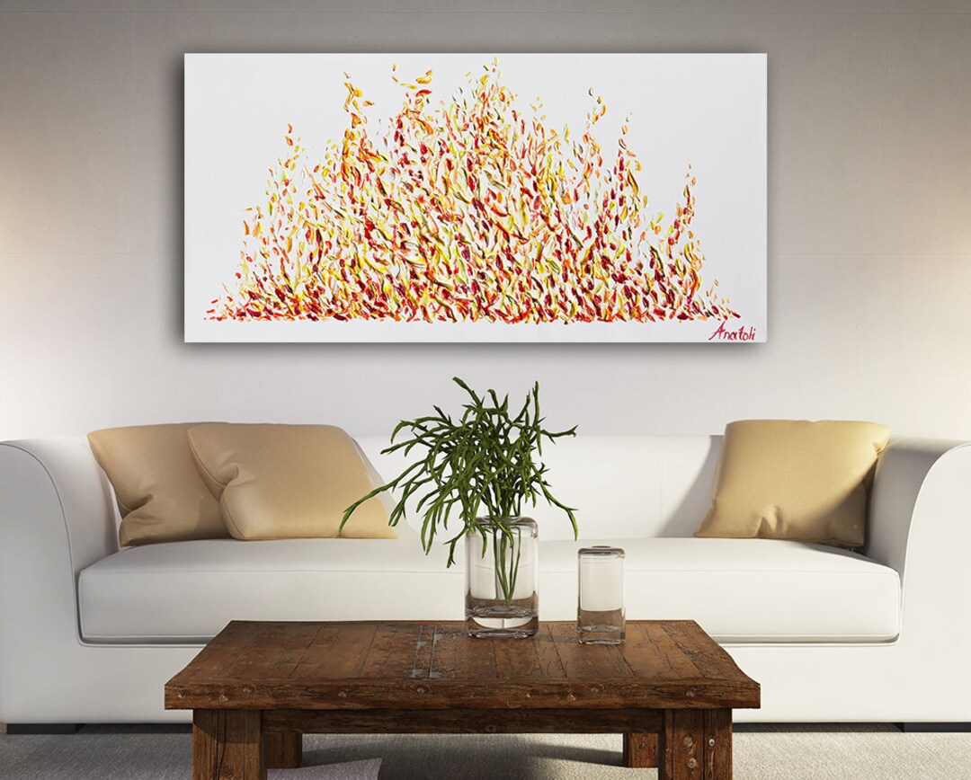 40",flame Fire Pop Art,signature Painting,original Abstract Fire ...
