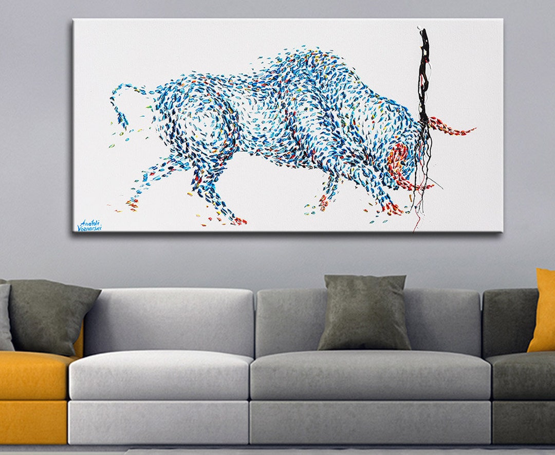 Bull Pop Art 48",original Large Bull Acrylic Painting on Canvas ...