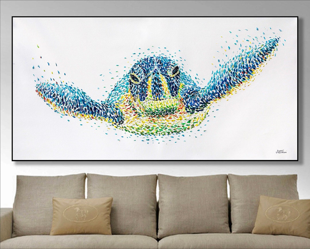 Turtle 58",original Acrylic Painting on Canvas,office Painting,animal ...
