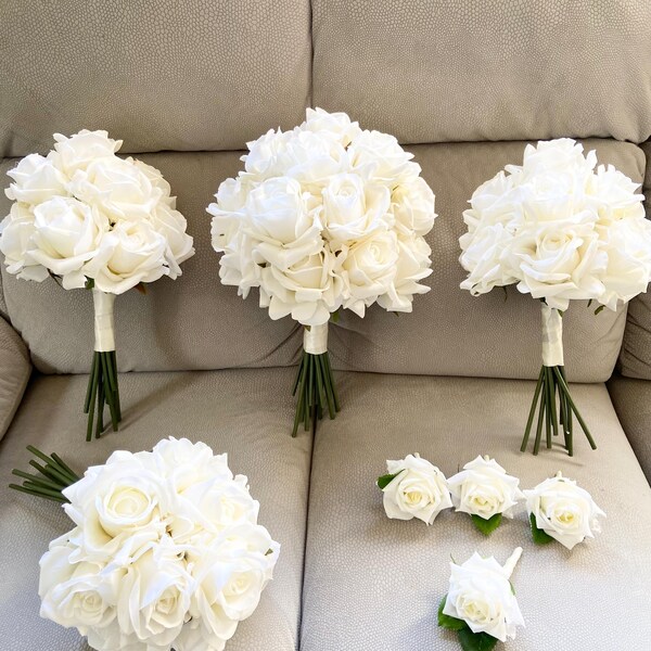 White Rose Bouquet - Etsy