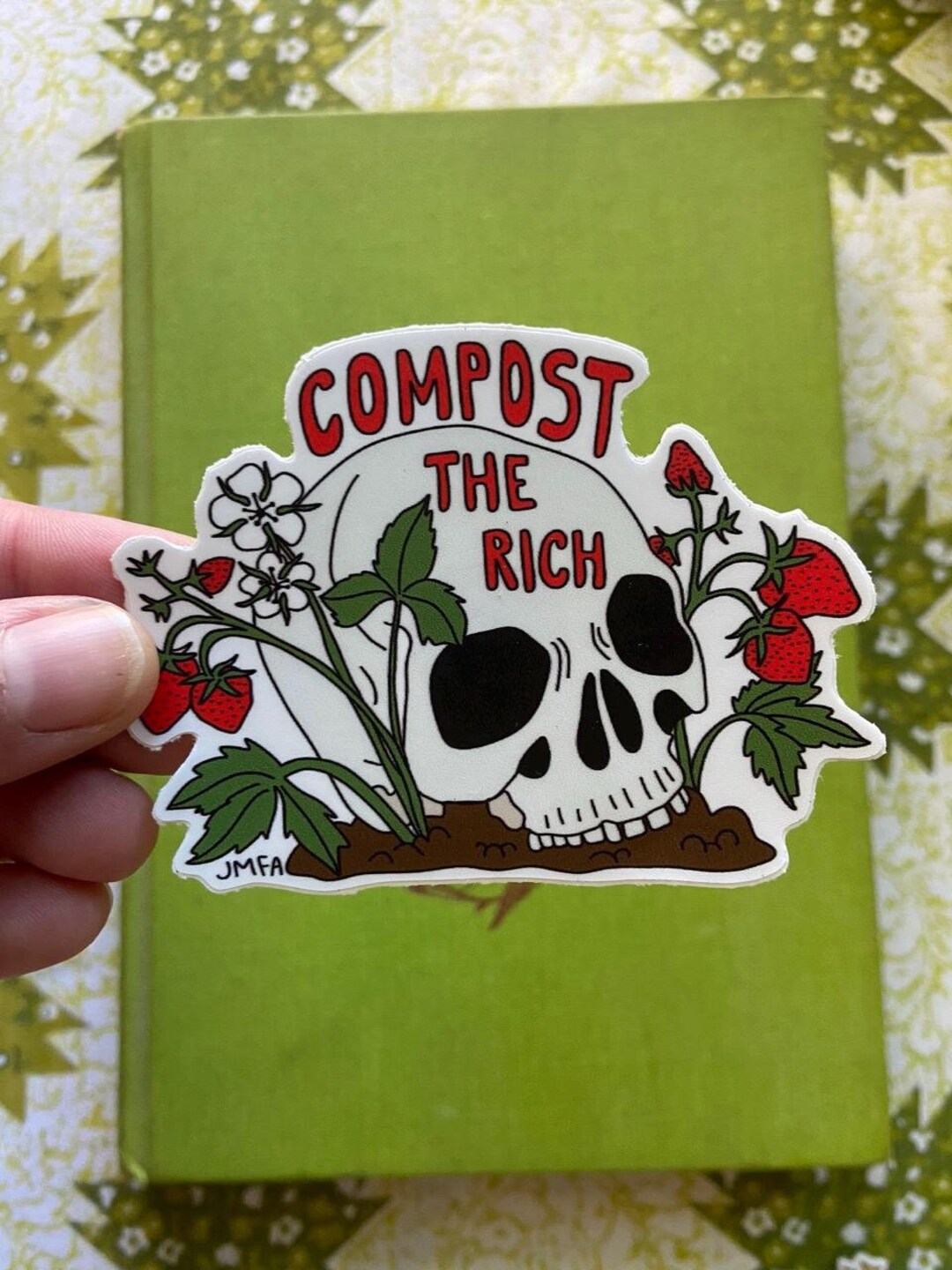 Compost the Rich Skull & Strawberry Gardening Socialism Matte Vinyl ...