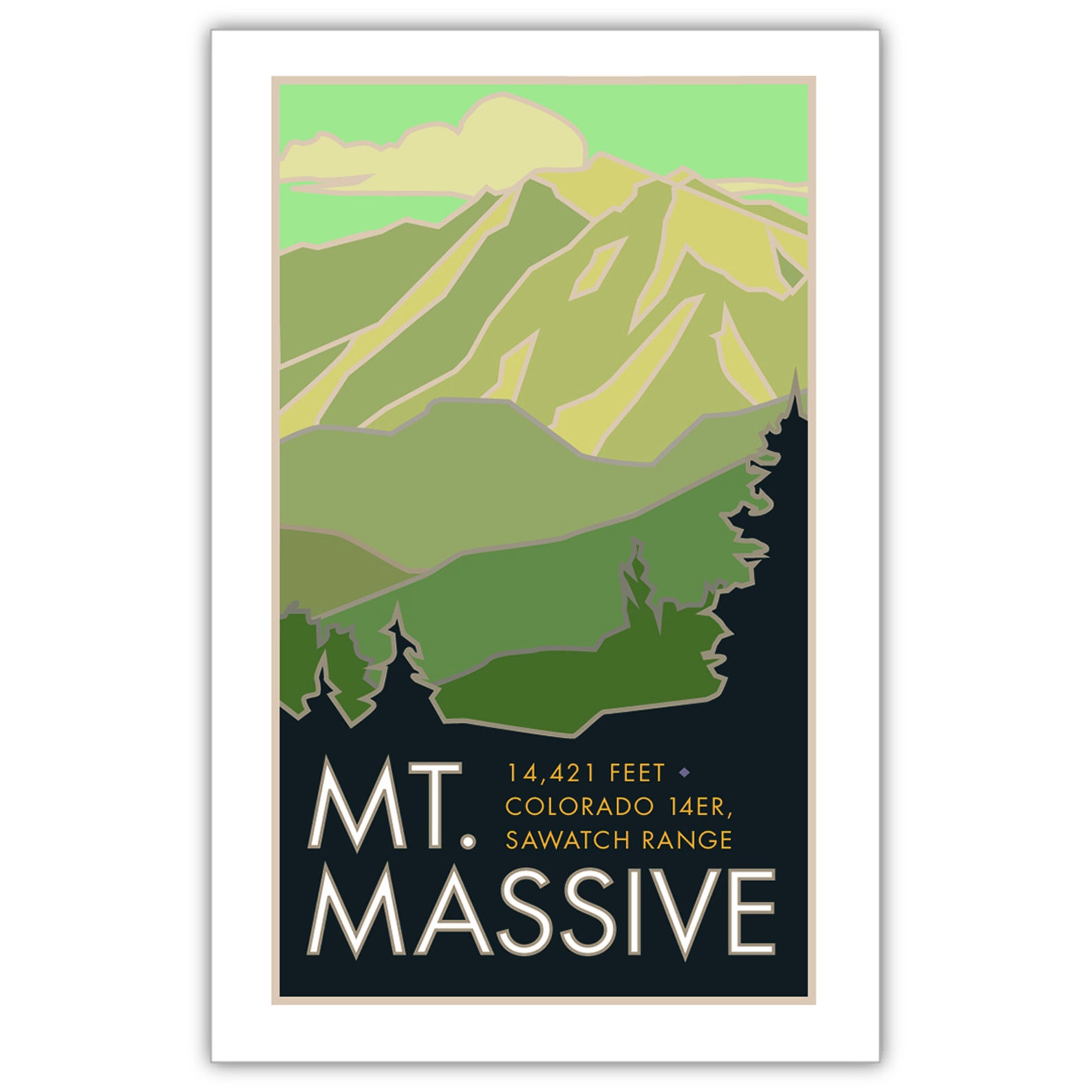 Mt. Massive 14er Poster - Etsy