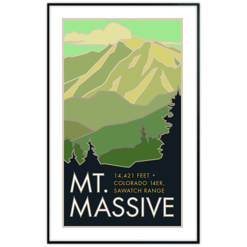 Mt. Massive 14er Poster - Etsy