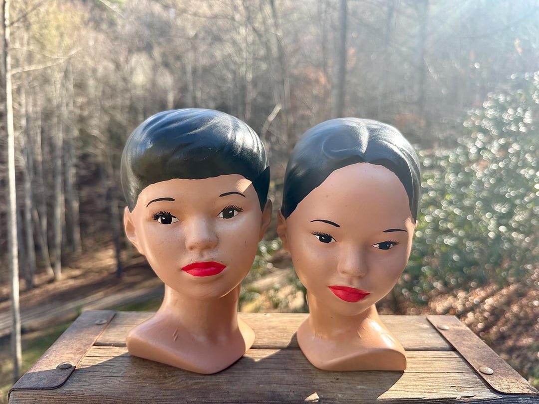 Vintage 1950s Chalkware Mannequin Heads • MCM Salon Display Pair - Etsy