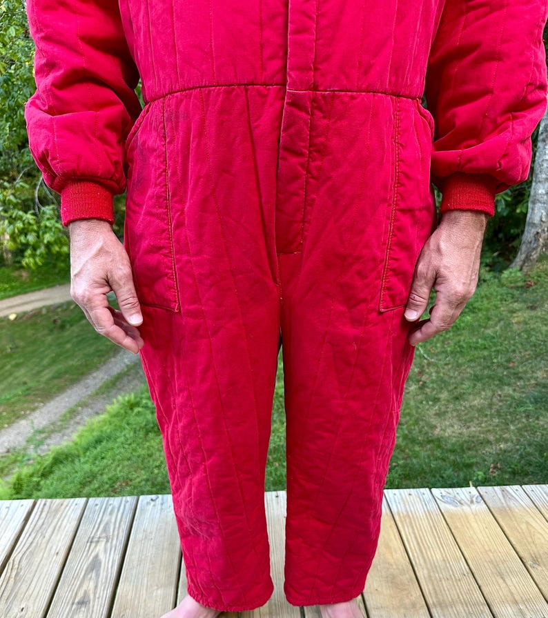 Vintage Red Quilted Insulated Coveralls: 1970s Retro Snowsuit - Etsy