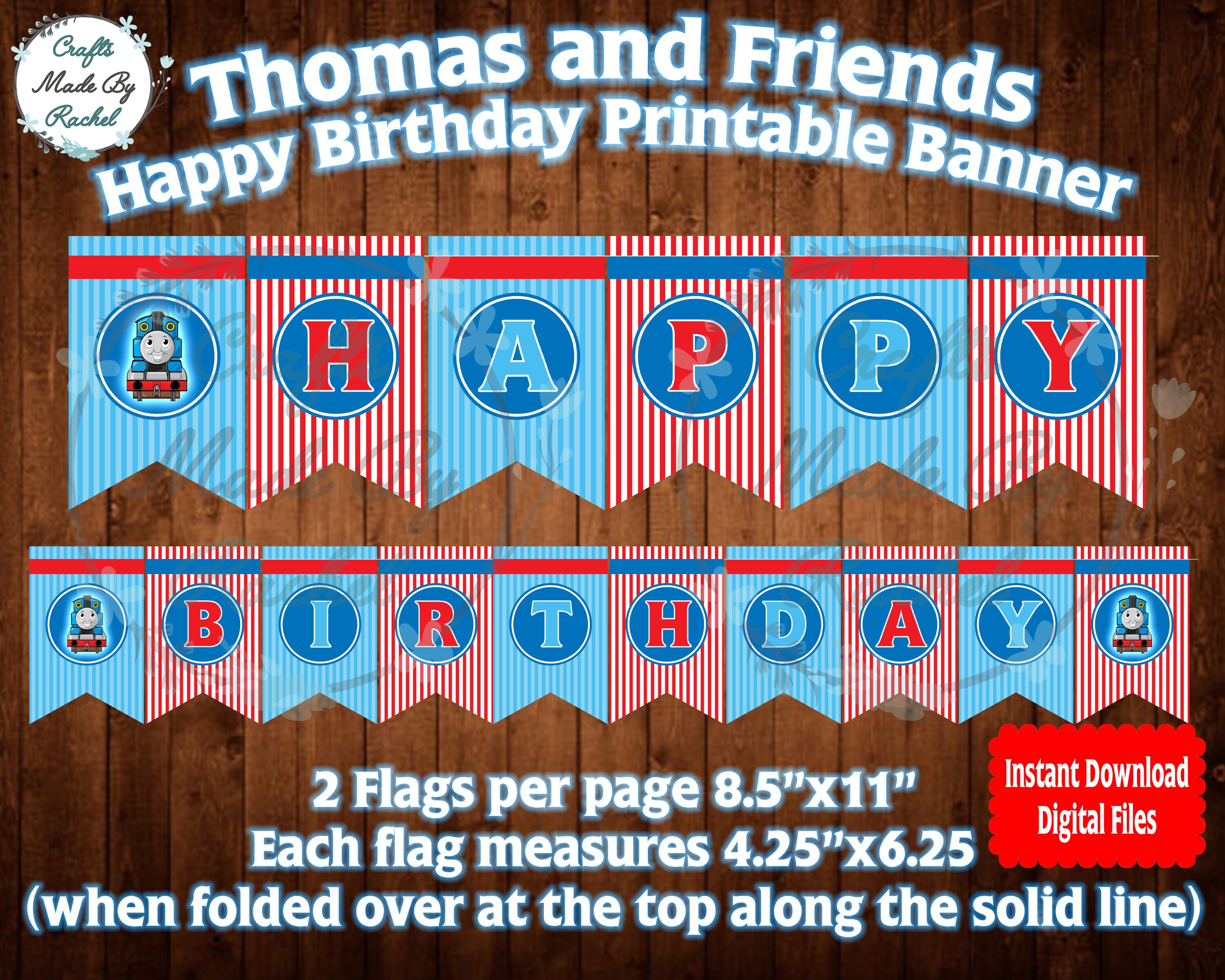 Thomas and Friends Printable Happy Birthday Banner Digital | Etsy