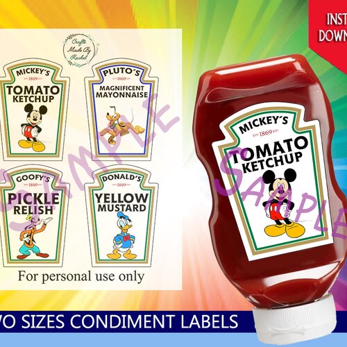 Red Mickey Mouse Condiments Labels Instant Download Printable - Etsy