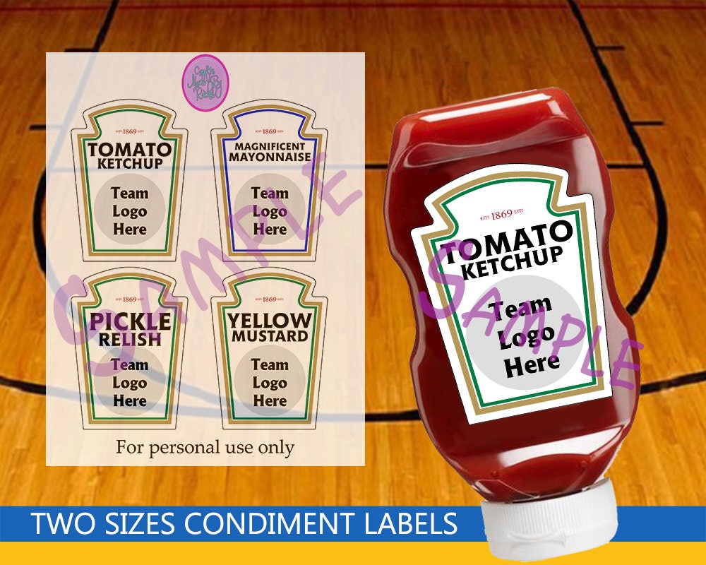 Team Logo Heinz Condiment Labels Basketball Baseball | Etsy