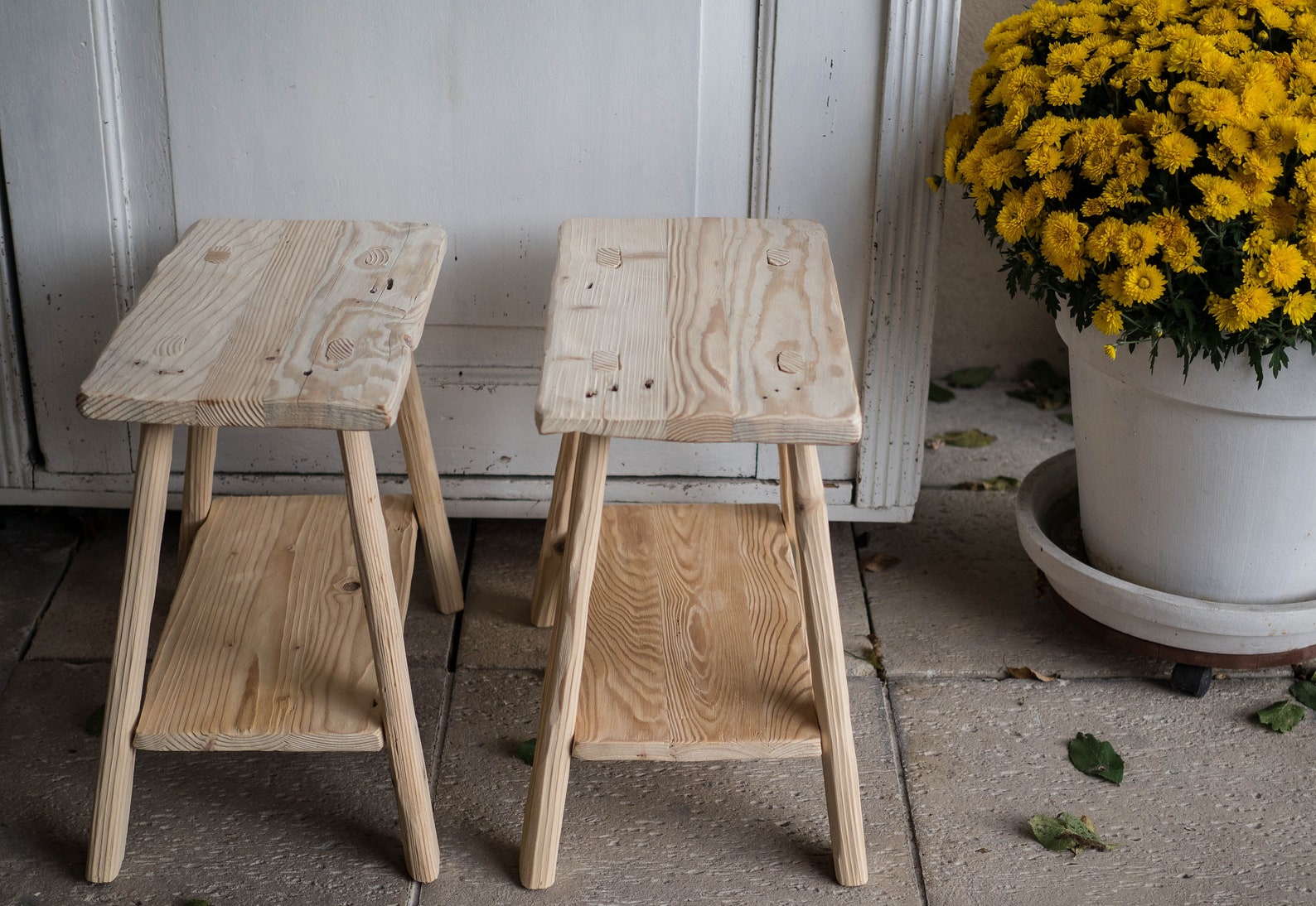 Handmade Wooden Stool Bedside Stool With Shelf Coffee Table - Etsy