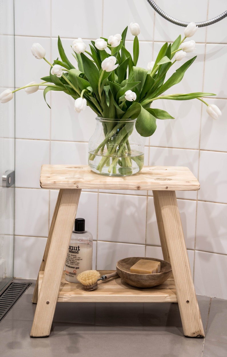 Handmade Wooden Stool Bedside Stool With Shelf Coffee Table - Etsy