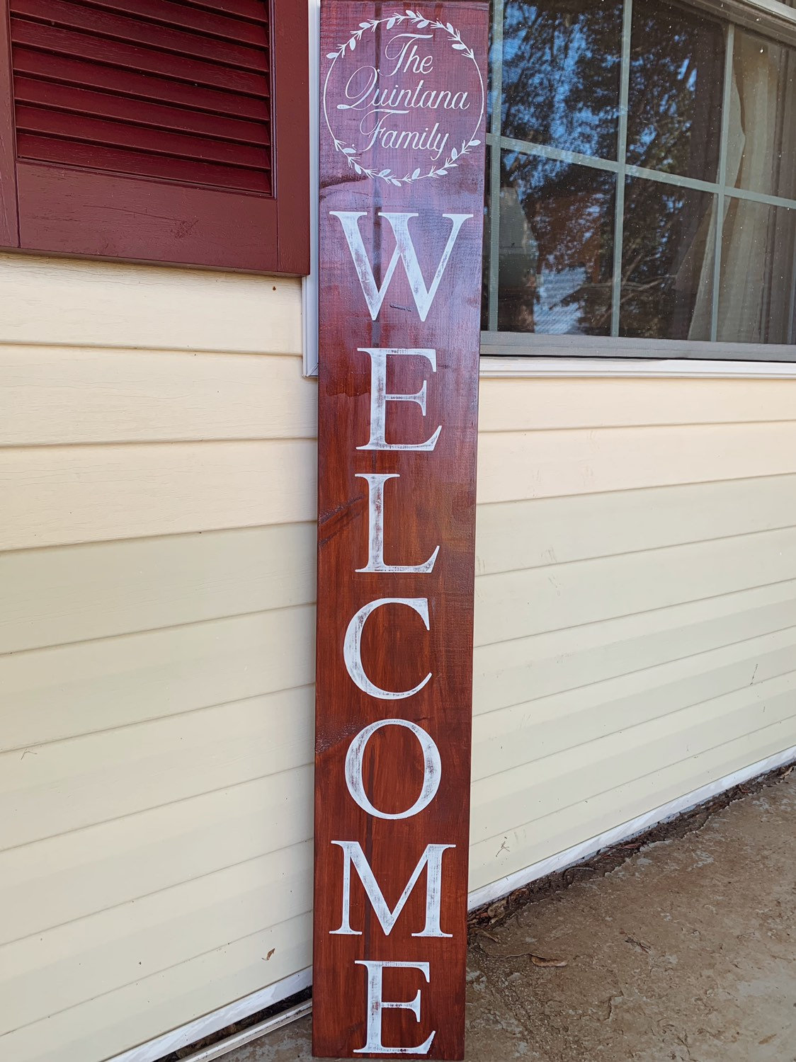 Porch Welcome Sign Vertical Wooden Sign Customizable Last | Etsy