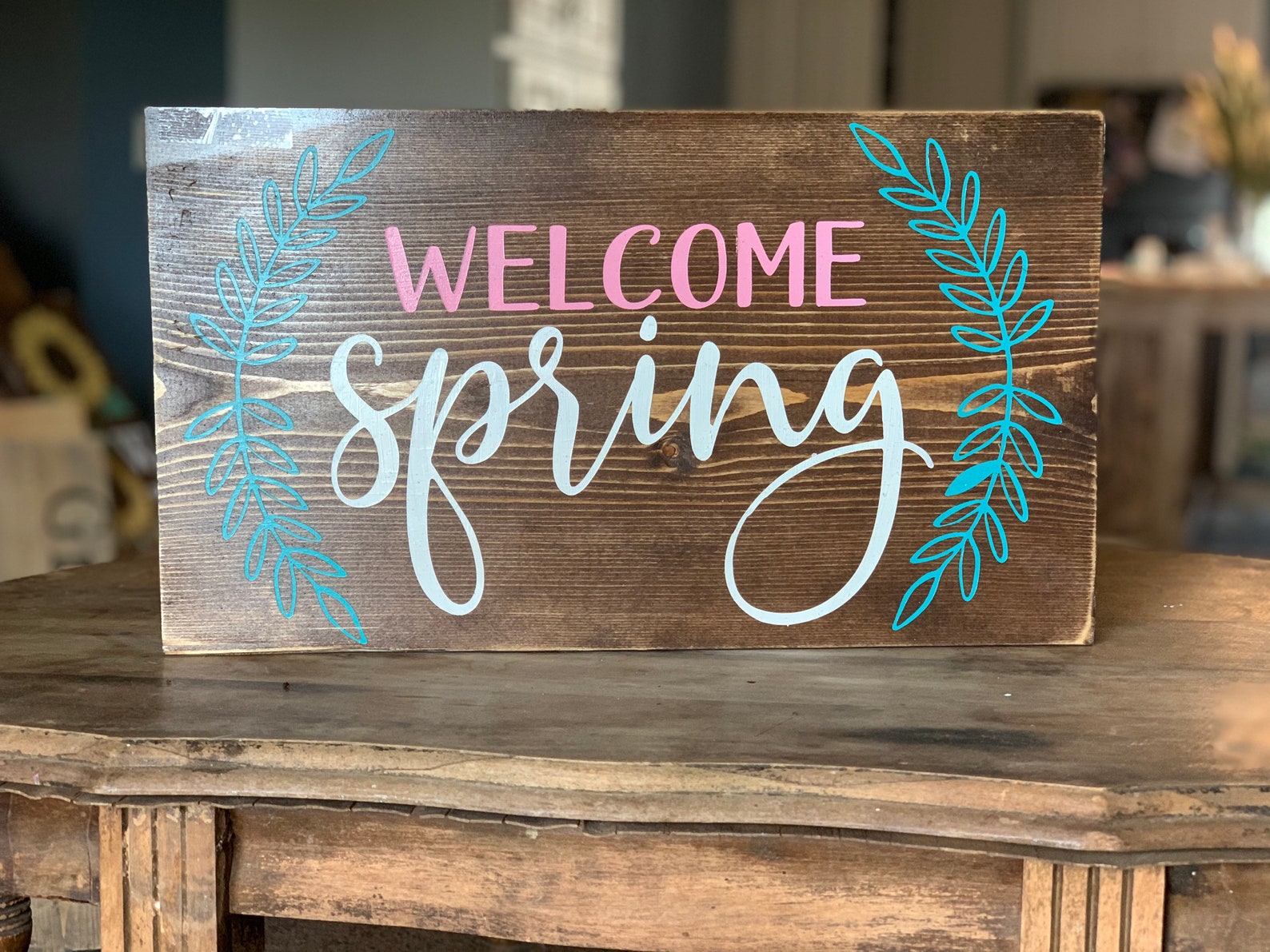 Welcome Spring Sign Wooden Sign Decor Spring Decor Spring - Etsy