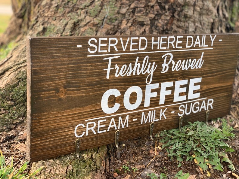 Freshly Brewed Coffee Wood Sign Wood Sign Coffee Cup - Etsy