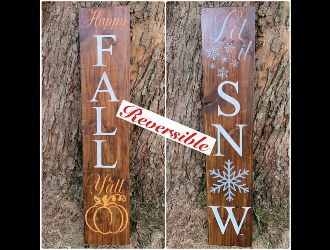 Reversible Winter Sign, Welcome Sign, Fall Welcome Sign, Reversible ...