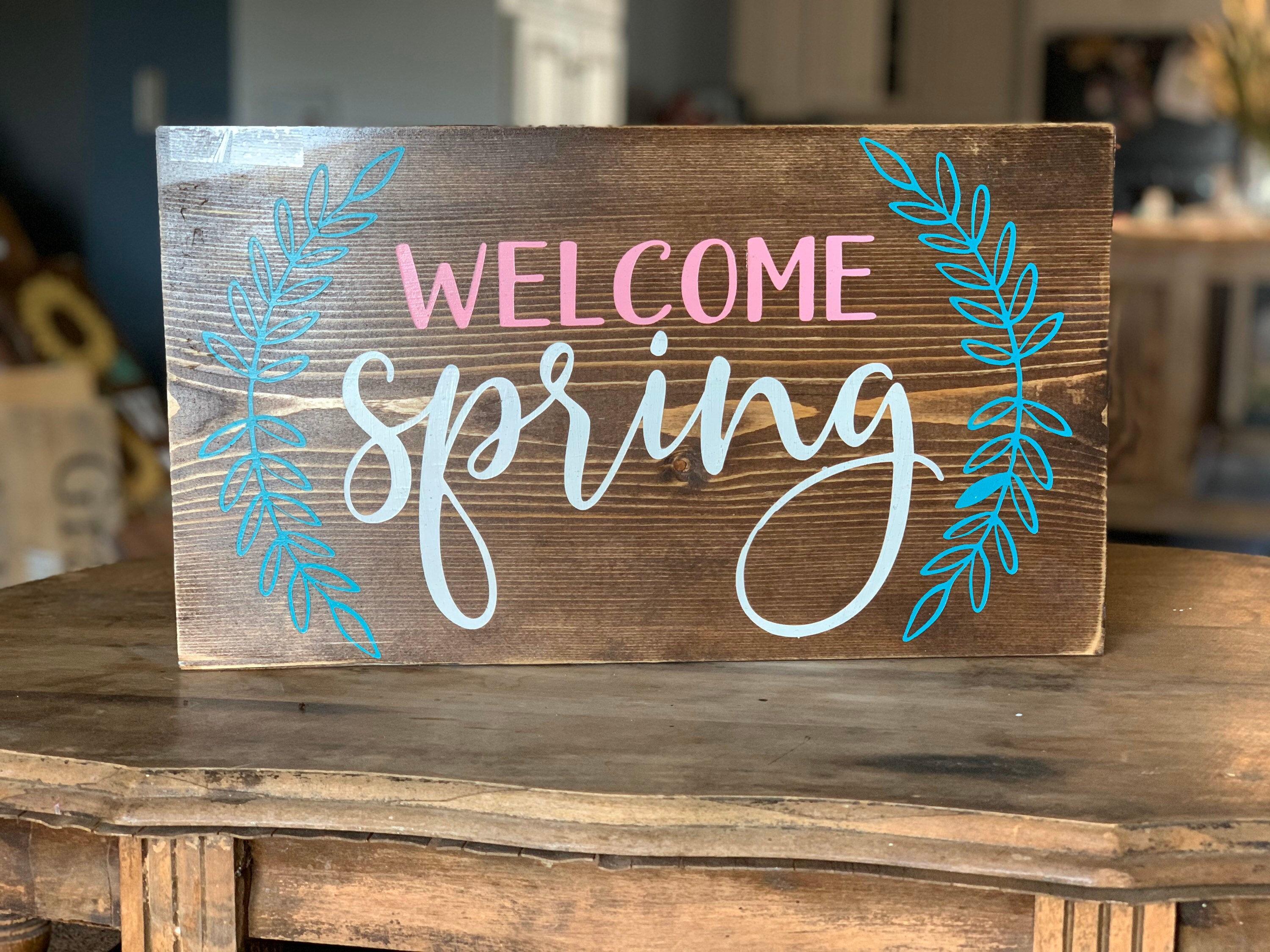 Welcome Spring Sign Wooden Sign Decor Spring Decor Spring - Etsy