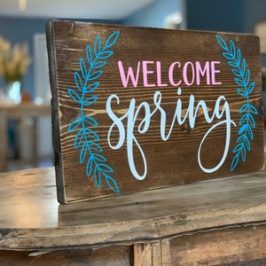 Welcome Spring Sign, Wooden Sign Decor, Spring Decor, Spring Wood Sign ...