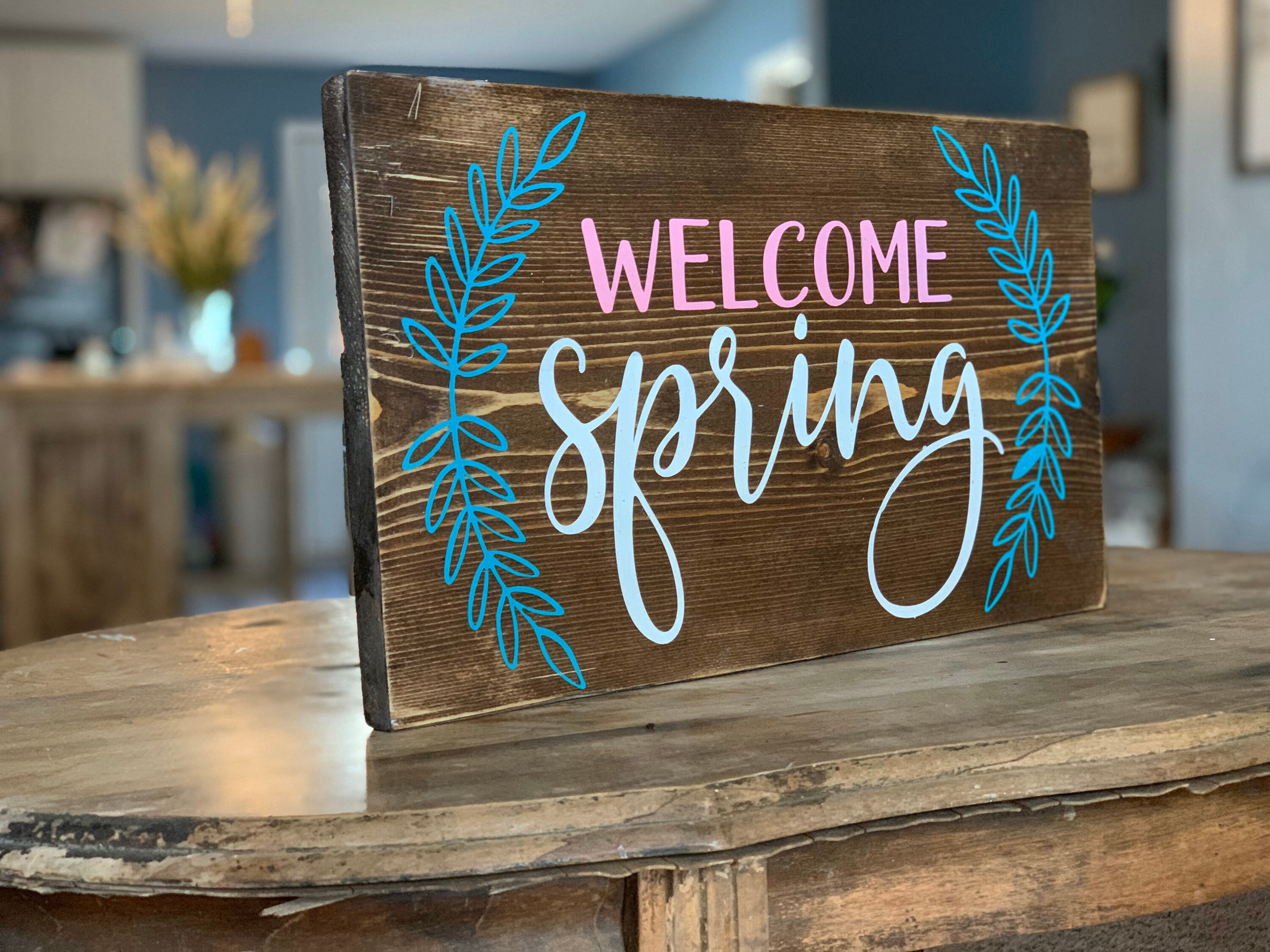 Welcome Spring Sign Wooden Sign Decor Spring Decor Spring - Etsy