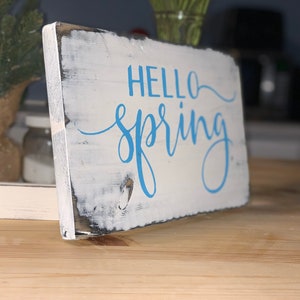 Hello Spring Sign, Wooden Sign Decor, Spring Decor, Spring Wood Sign ...