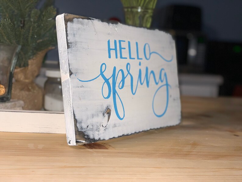 Hello Spring Sign Wooden Sign Decor Spring Decor Spring | Etsy