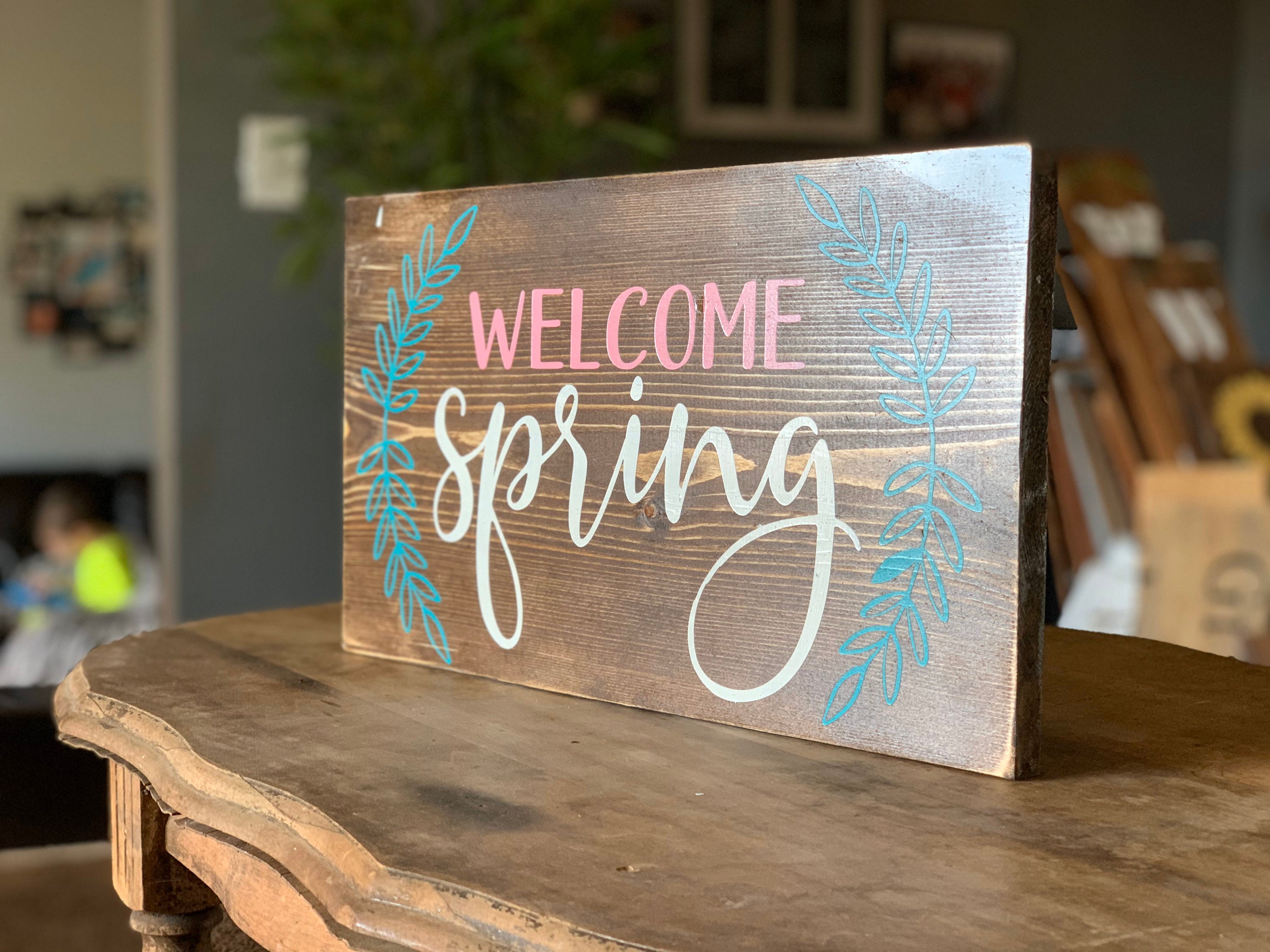 Welcome Spring Sign Wooden Sign Decor Spring Decor Spring - Etsy