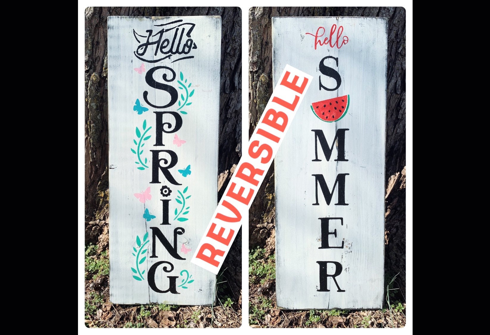 Reversible Spring Sign Welcome Sign Summer Welcome Sign - Etsy
