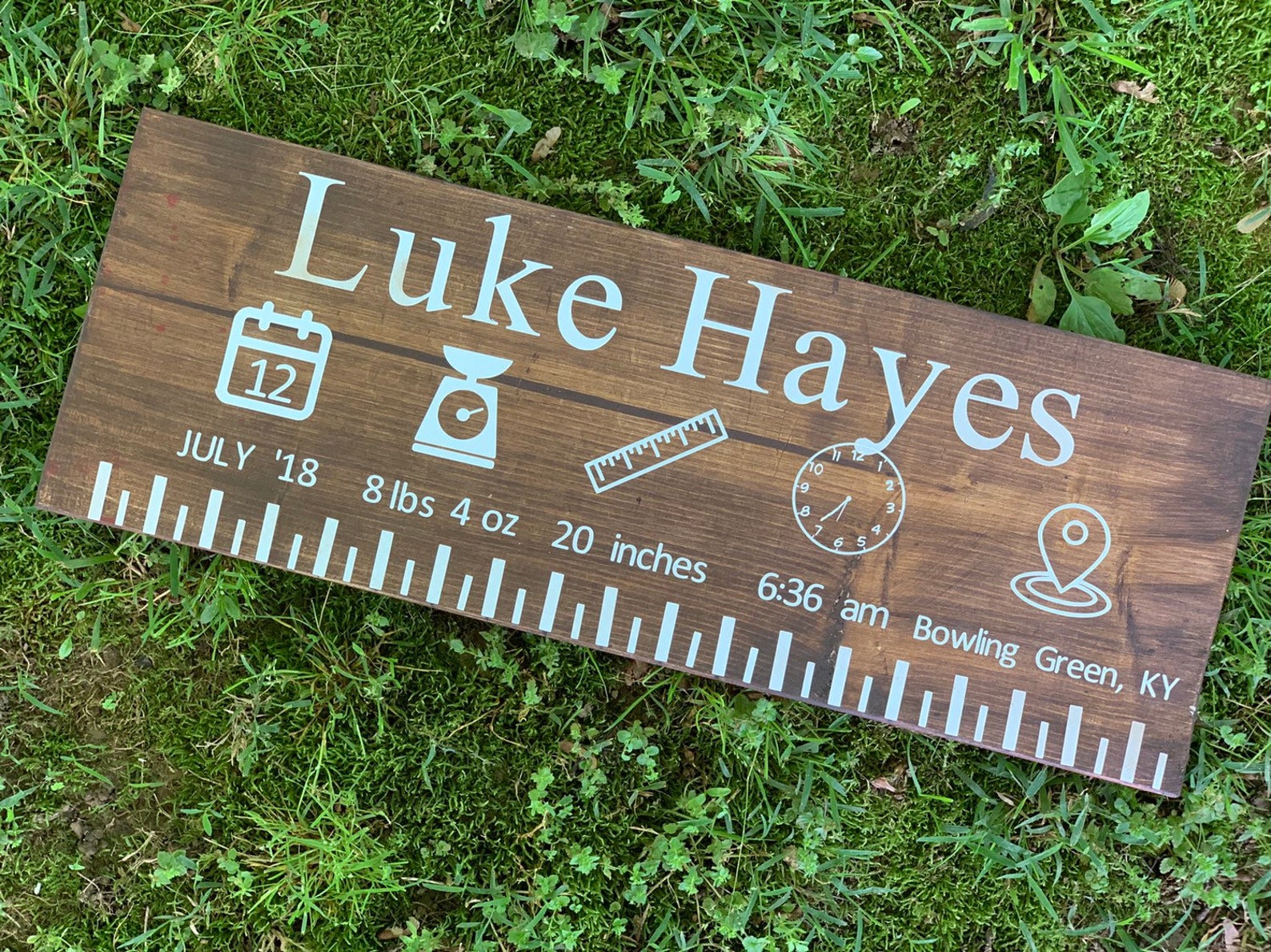 Baby Birth Ruler Birth Stats Solid Wood Personalized Baby | Etsy