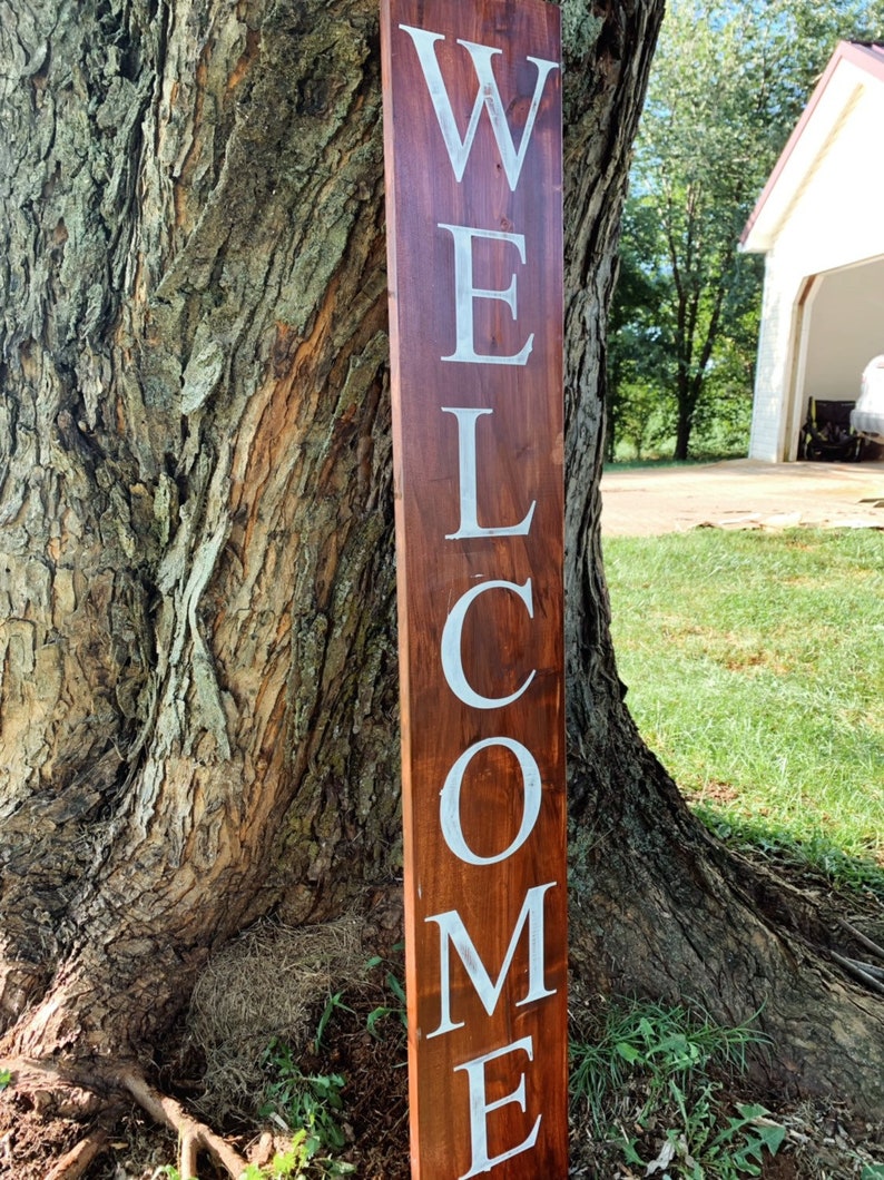 WELCOME SIGN Vertical Wooden Sign Welcome Sign for Front - Etsy