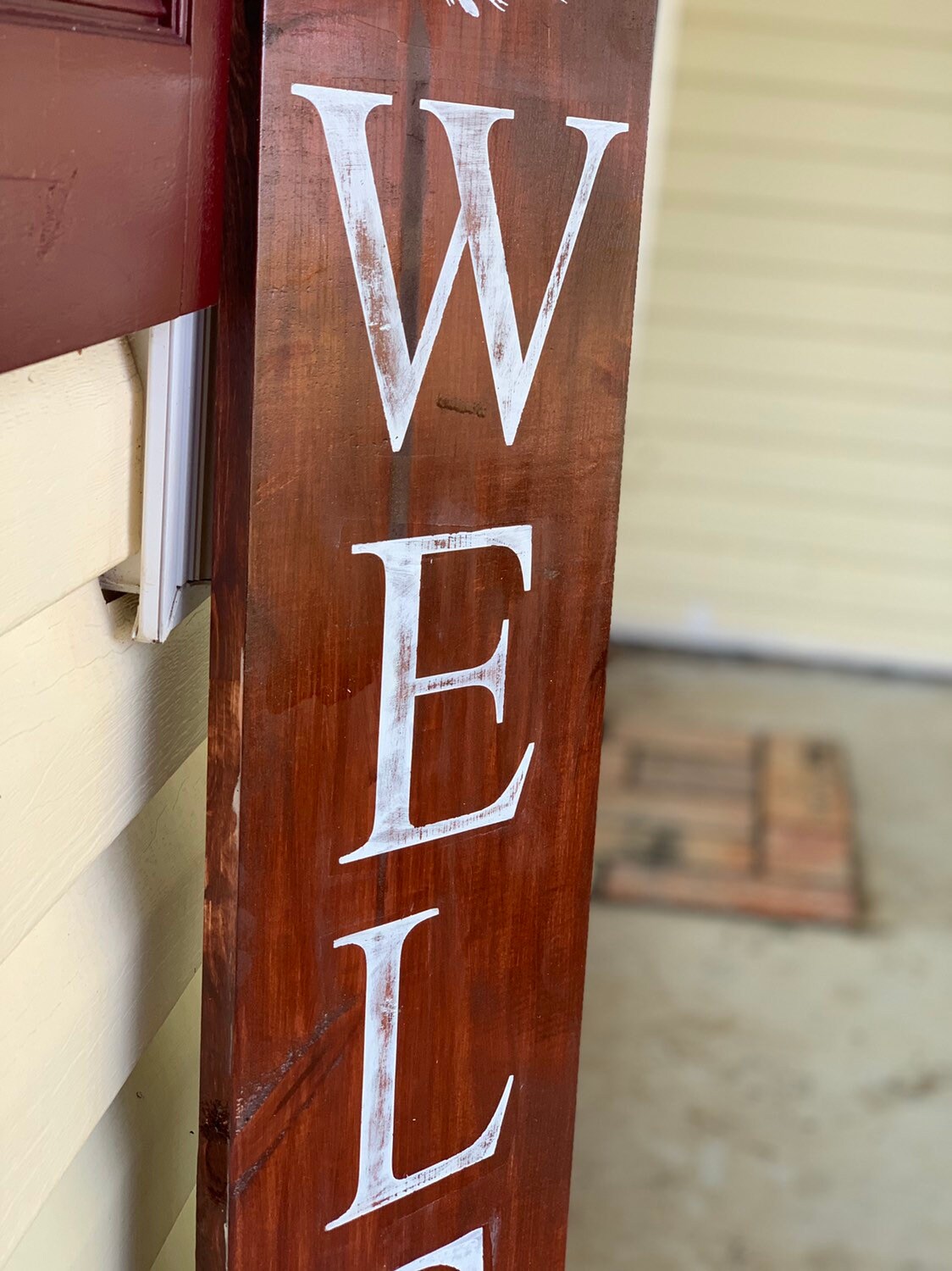 Porch Welcome Sign Vertical Wooden Sign Customizable Last | Etsy