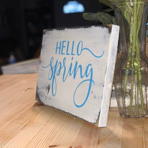 Hello Spring Sign, Wooden Sign Decor, Spring Decor, Spring Wood Sign ...