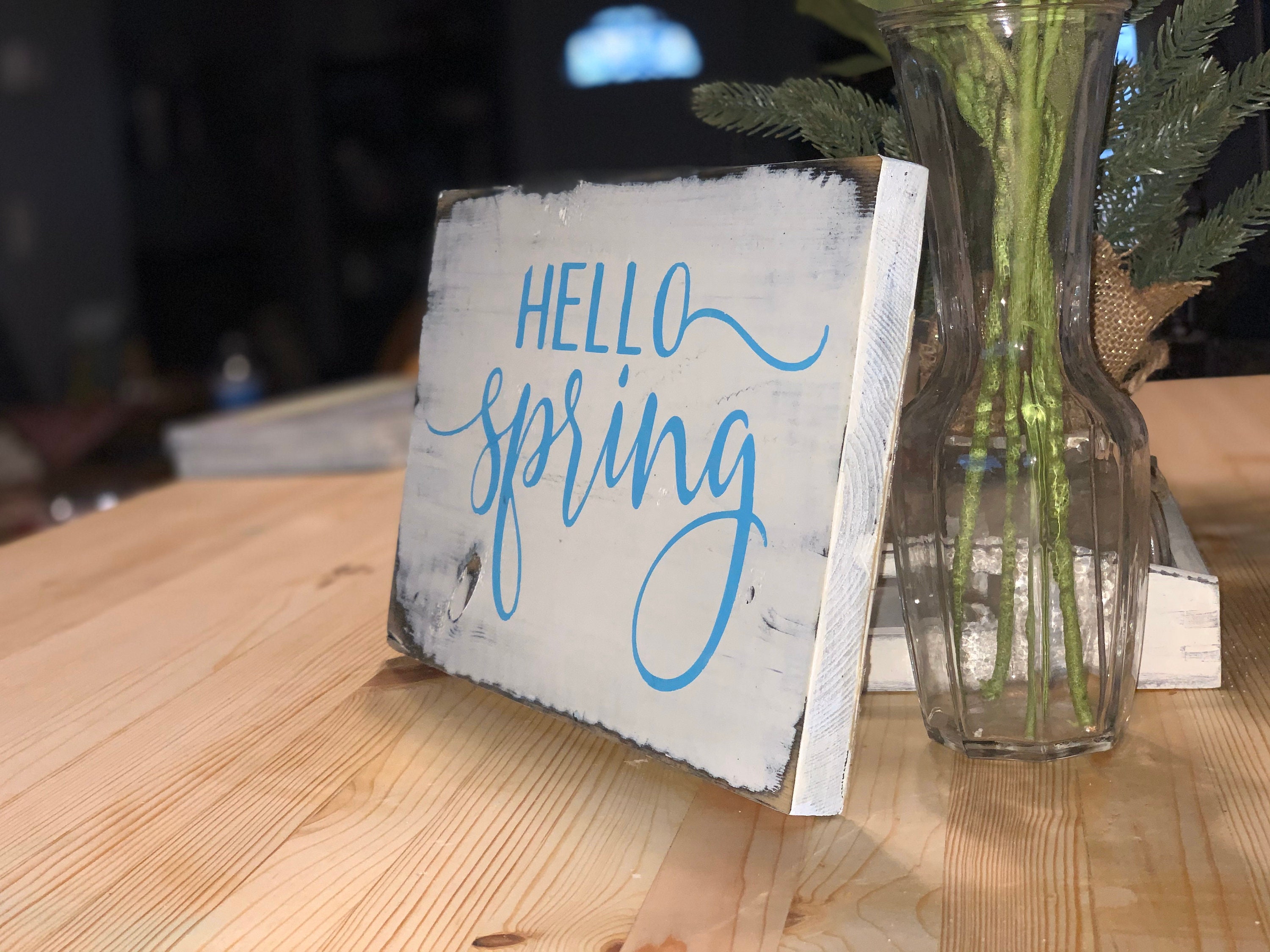 Hello Spring Sign Wooden Sign Decor Spring Decor Spring | Etsy