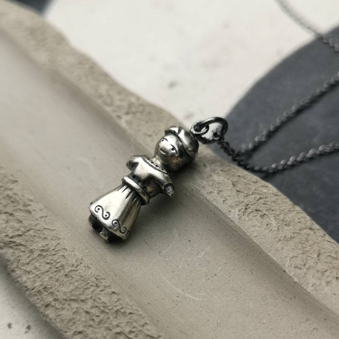 Solid Silver Detailed Mayan Worry Doll Talisman Necklace - Etsy