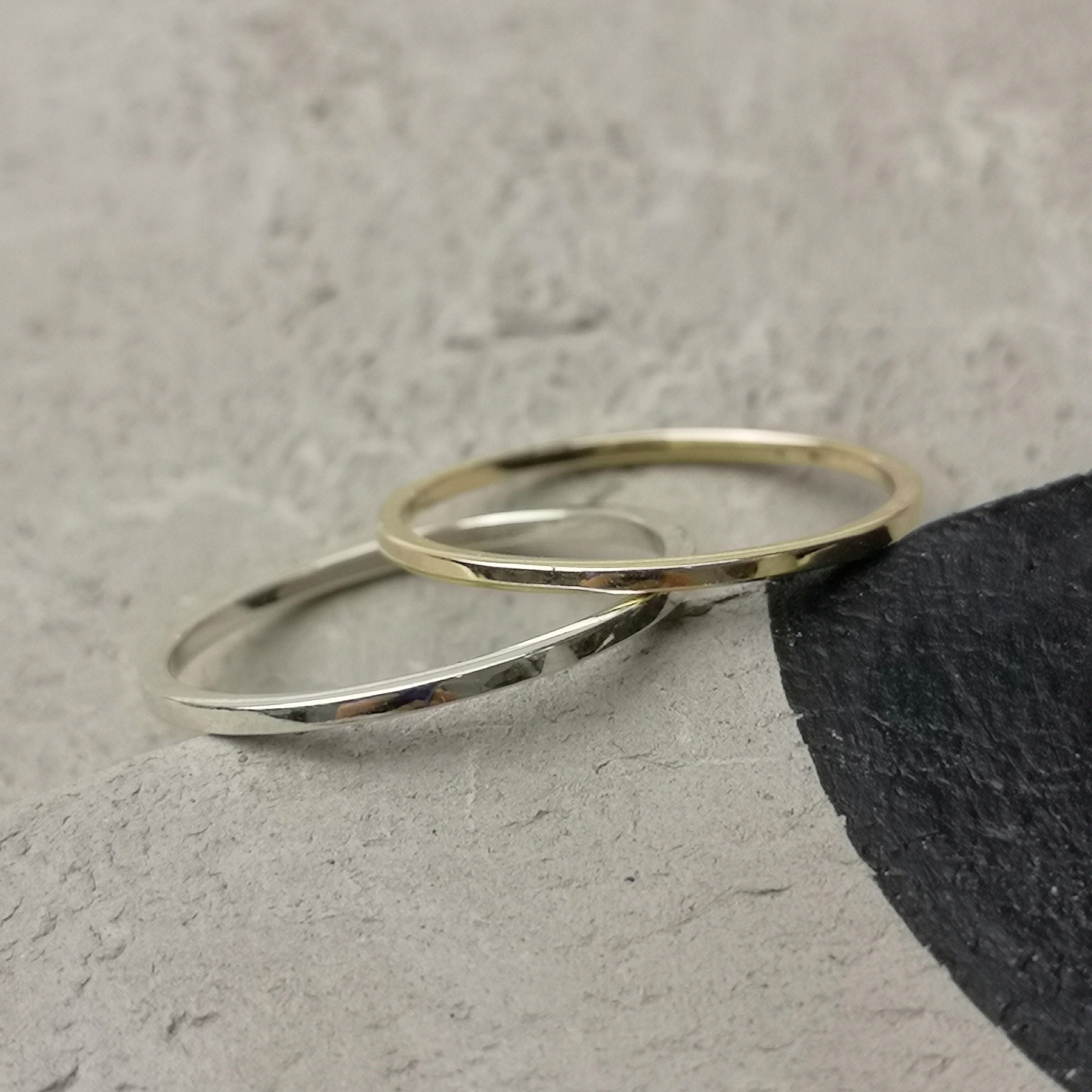 Solid 9ct Recycled Gold Square Profile Stacking Ring / Slim | Etsy