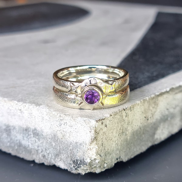 Moon Stars Engagement Ring - Etsy