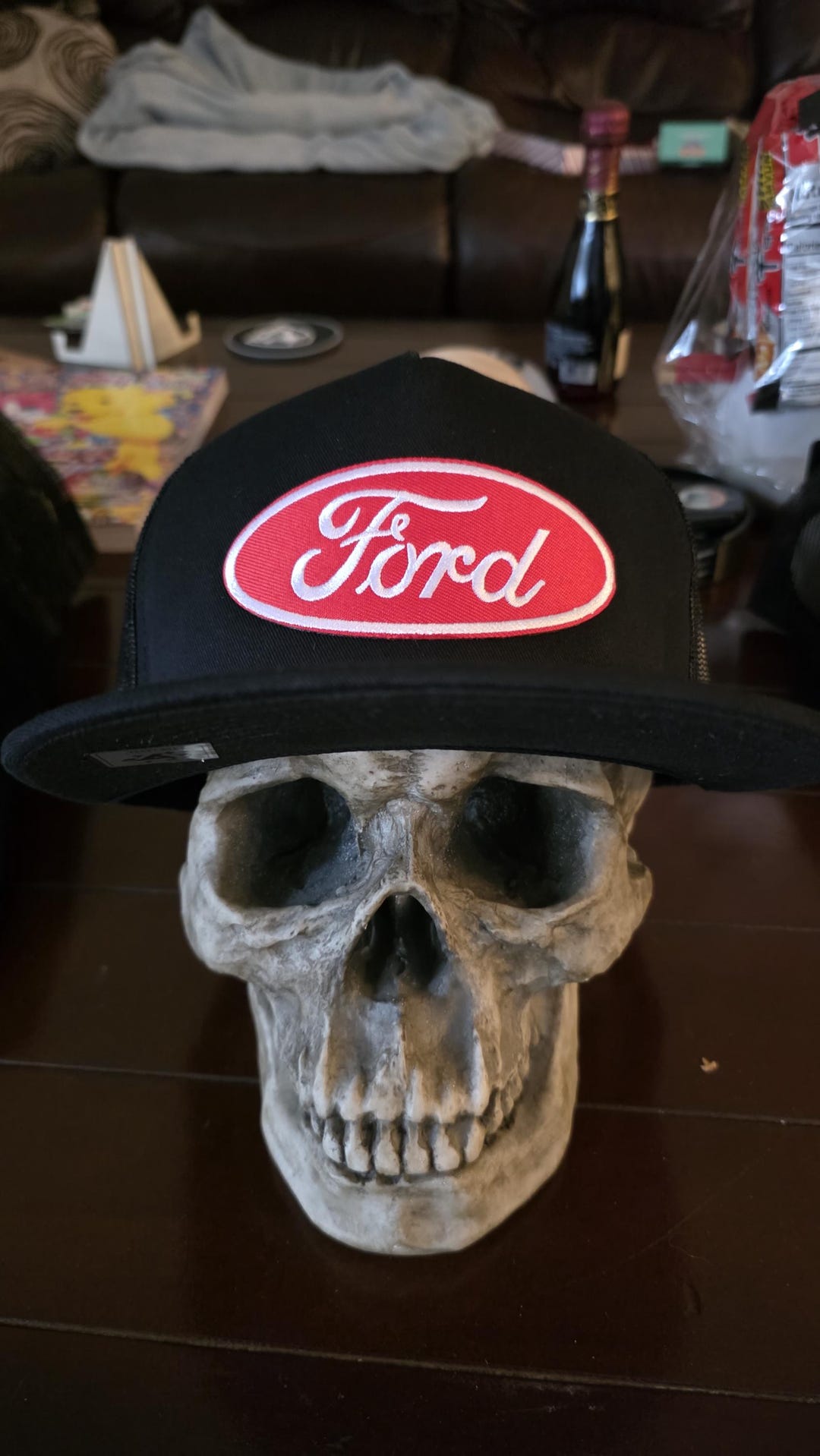 Ford Red Logo Trucker Hat Solid Black Top Level - Etsy