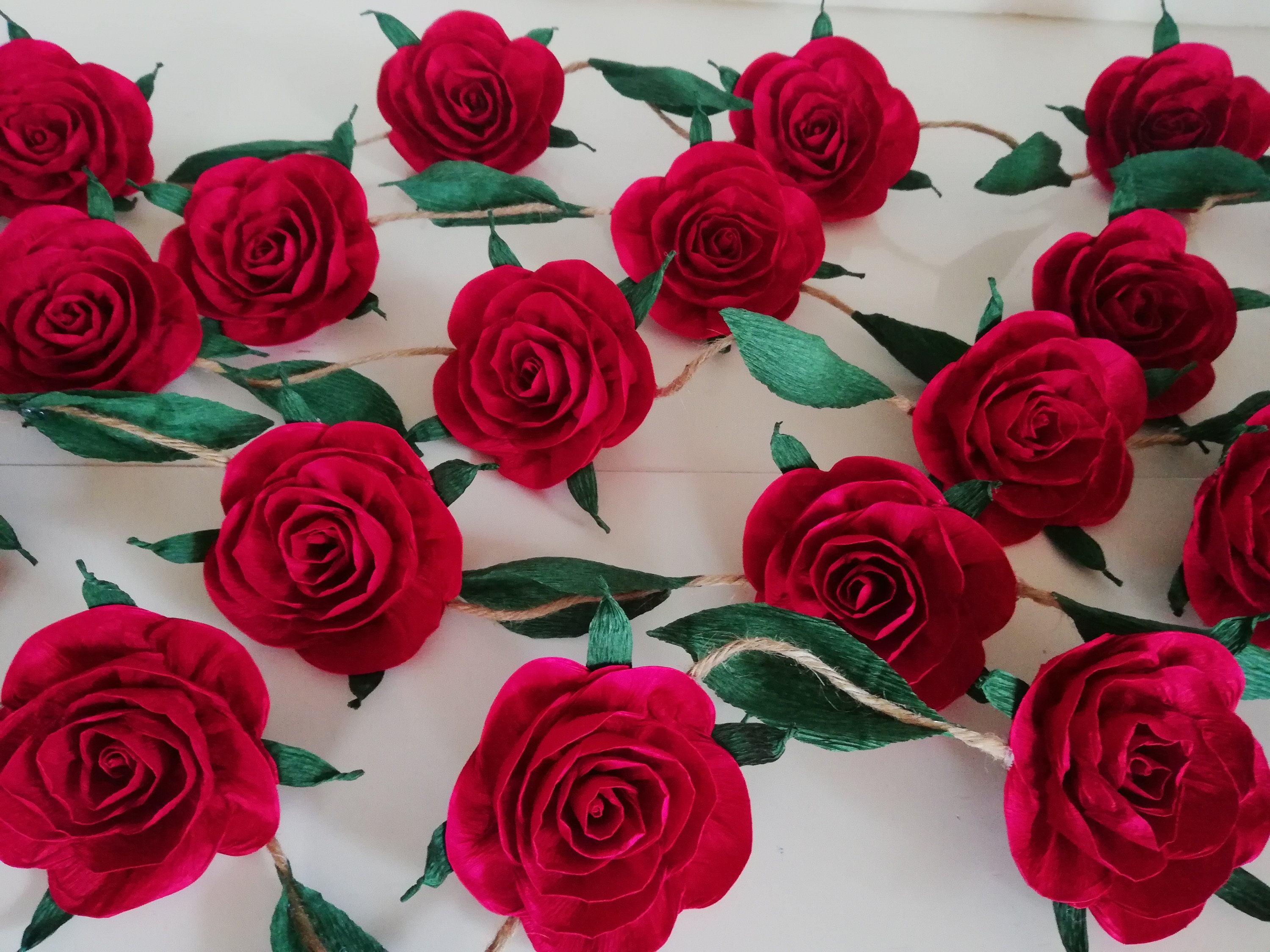 Large Royal Red Rose Garland Paper Wedding Backdrop Decor - Etsy