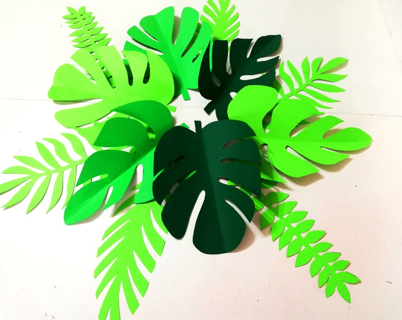 Tropical Palm Leaf Green Leaves, Large Paper Leaves Flower Wall Decor ...