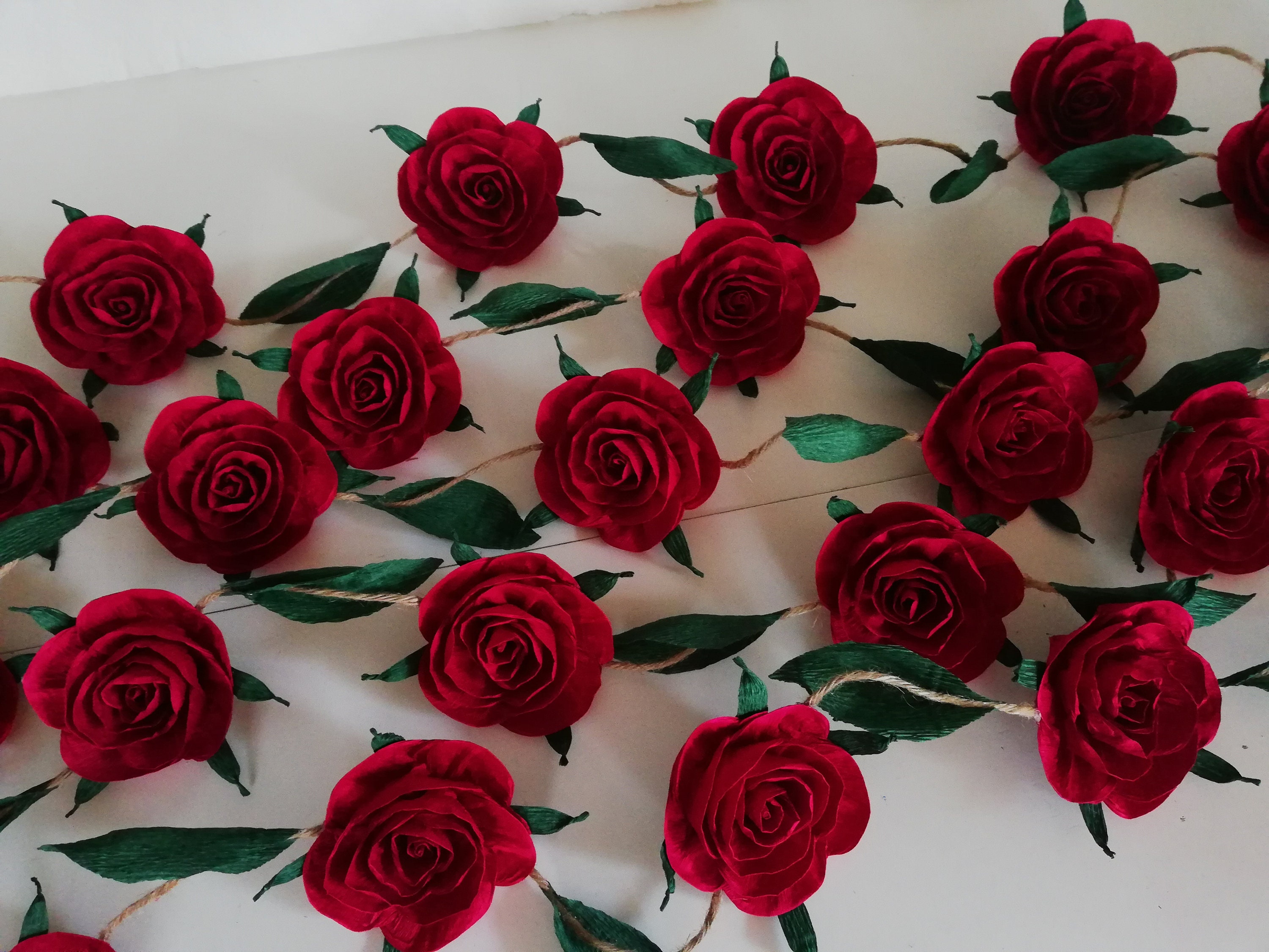 Large Royal Red Rose Garland Paper Wedding Backdrop Decor - Etsy