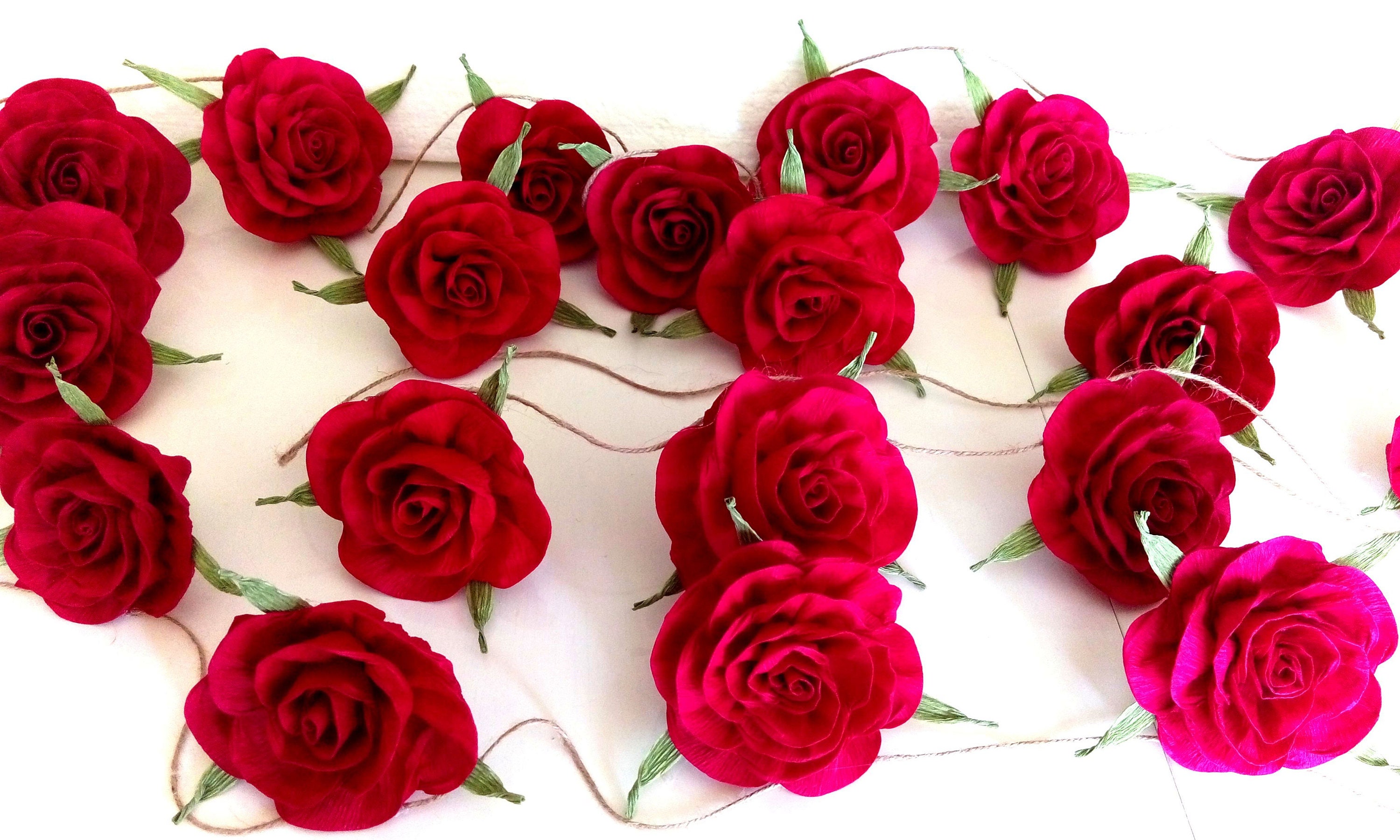 Large Royal Red Rose Garland Paper Wedding Backdrop Decor - Etsy