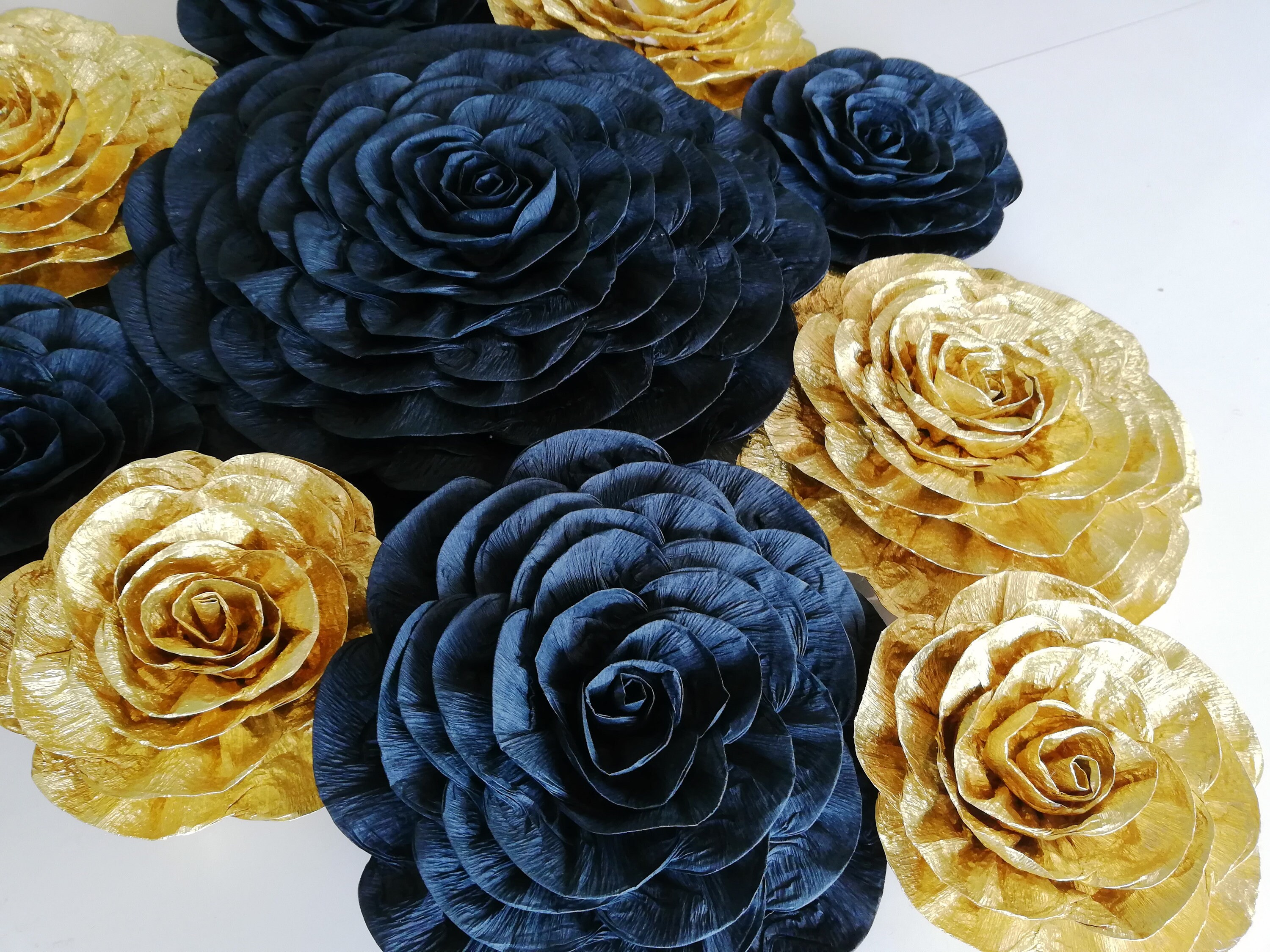 Black Gold Large Paper Flowers Wall Decor Art Deco Backdrop | Etsy