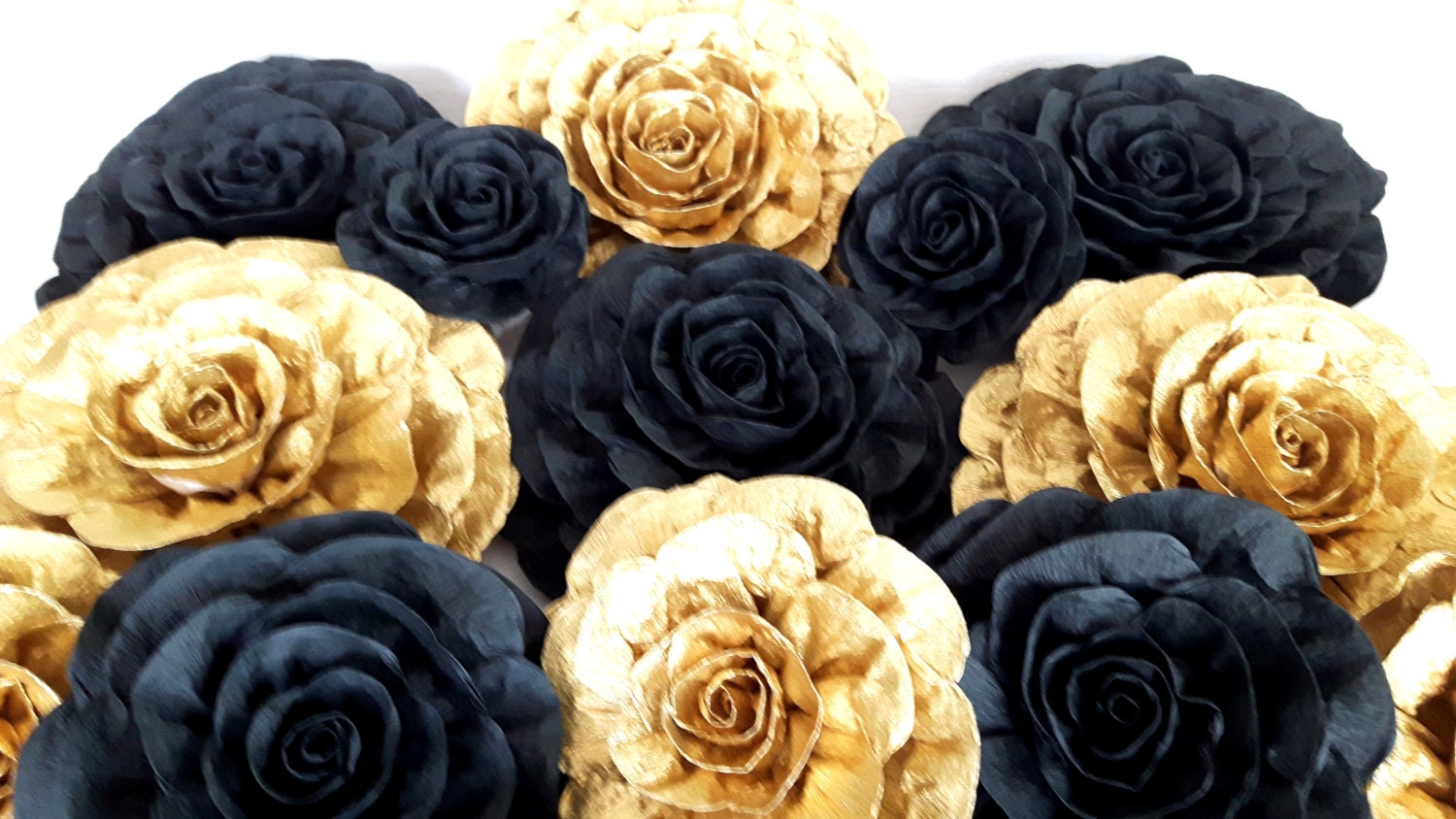 Black Gold, Large Paper Flowers Wall Decor, Art Deco Backdrop, Gatsby ...