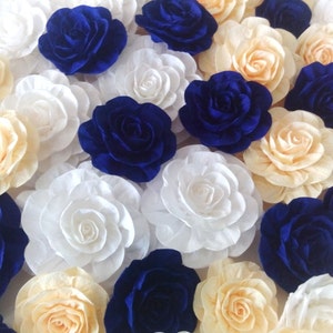 Royal Blue Silver Wall Decor Large Paper Flowers Boy Baby - Etsy