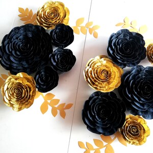 Black Gold, Large Paper Flowers Wall Decor, Art Deco Backdrop, Gatsby ...